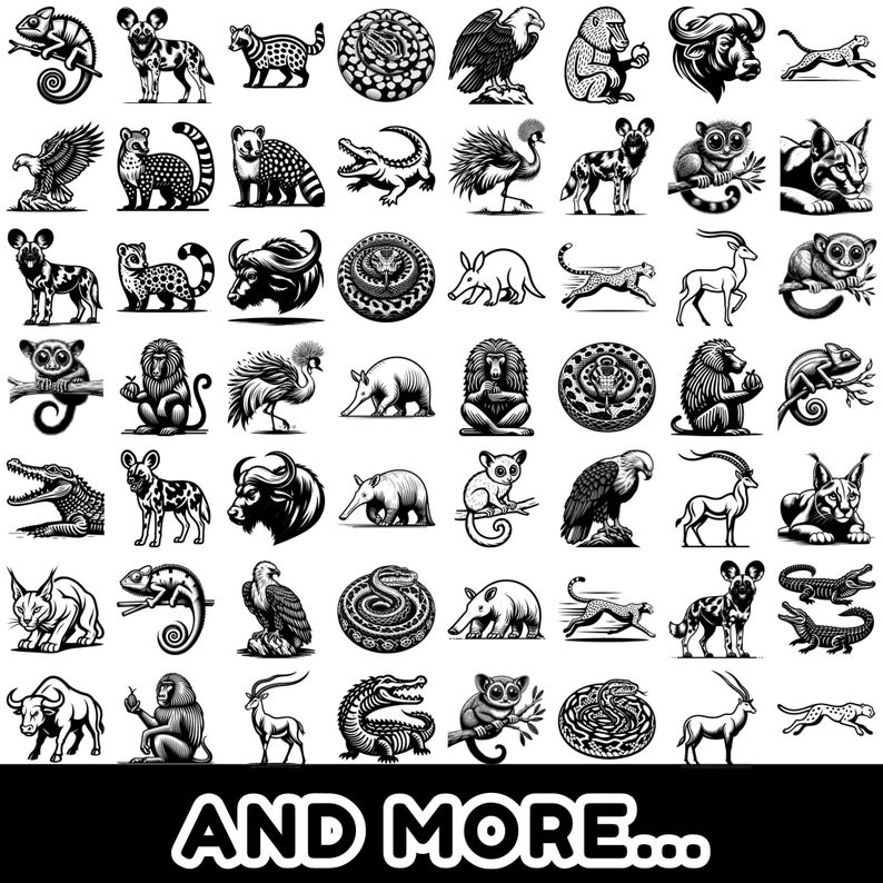 Safari Animals Laser Engraving SVG Bundle | African Wildlife Silhouette ...