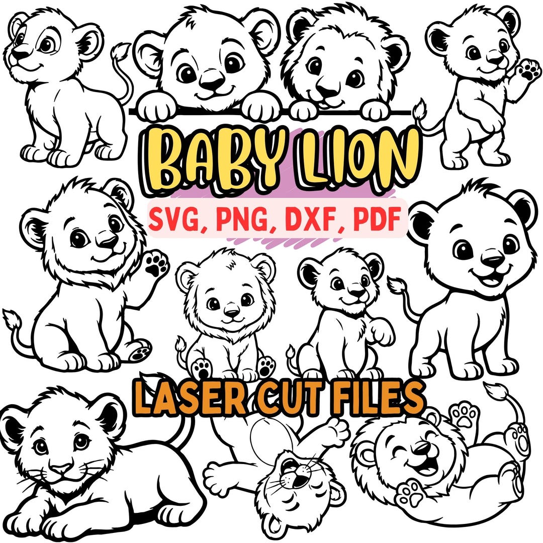 Adorable Baby Lion SVG Bundle | Cute Jungle Animal Designs for Cricut ...