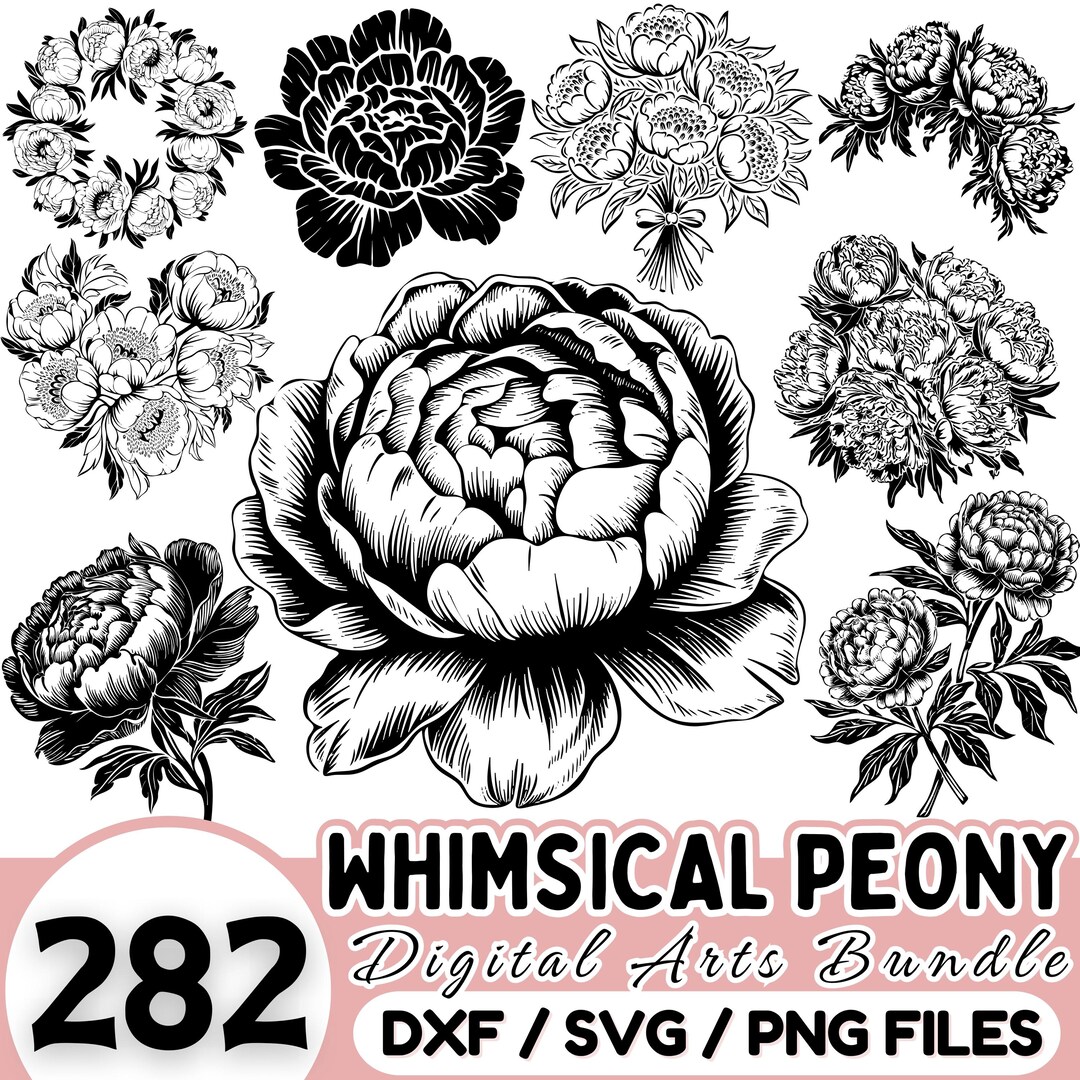 282 Whimsical Peony Digital Arts Cricut Bundle | Vector Graphics ...