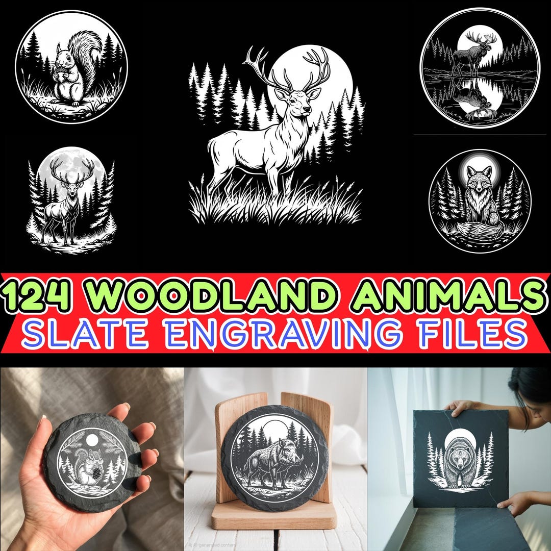 Slate Engraving SVG Bundle – Woodland Animals Engraving Files for ...