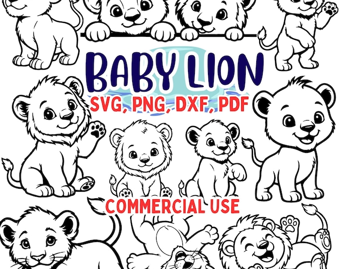 Lion SVG Cute Sitting Lion Outline Cut File for Cricut Silhouette ...