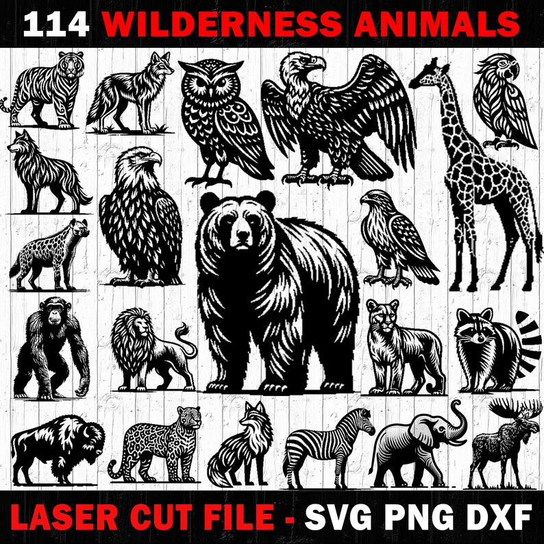 114 Wilderness Animals SVG Bundle, Wildlife Forest Clipart, Vector ...