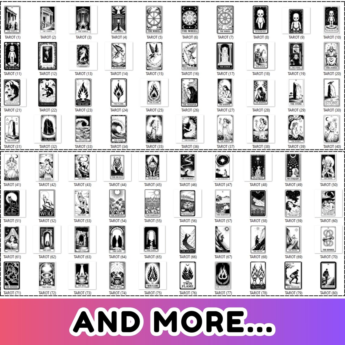 Mystical Tarot Card Graphics Bundle: Cricut SVG, PNG, DXF Vector ...