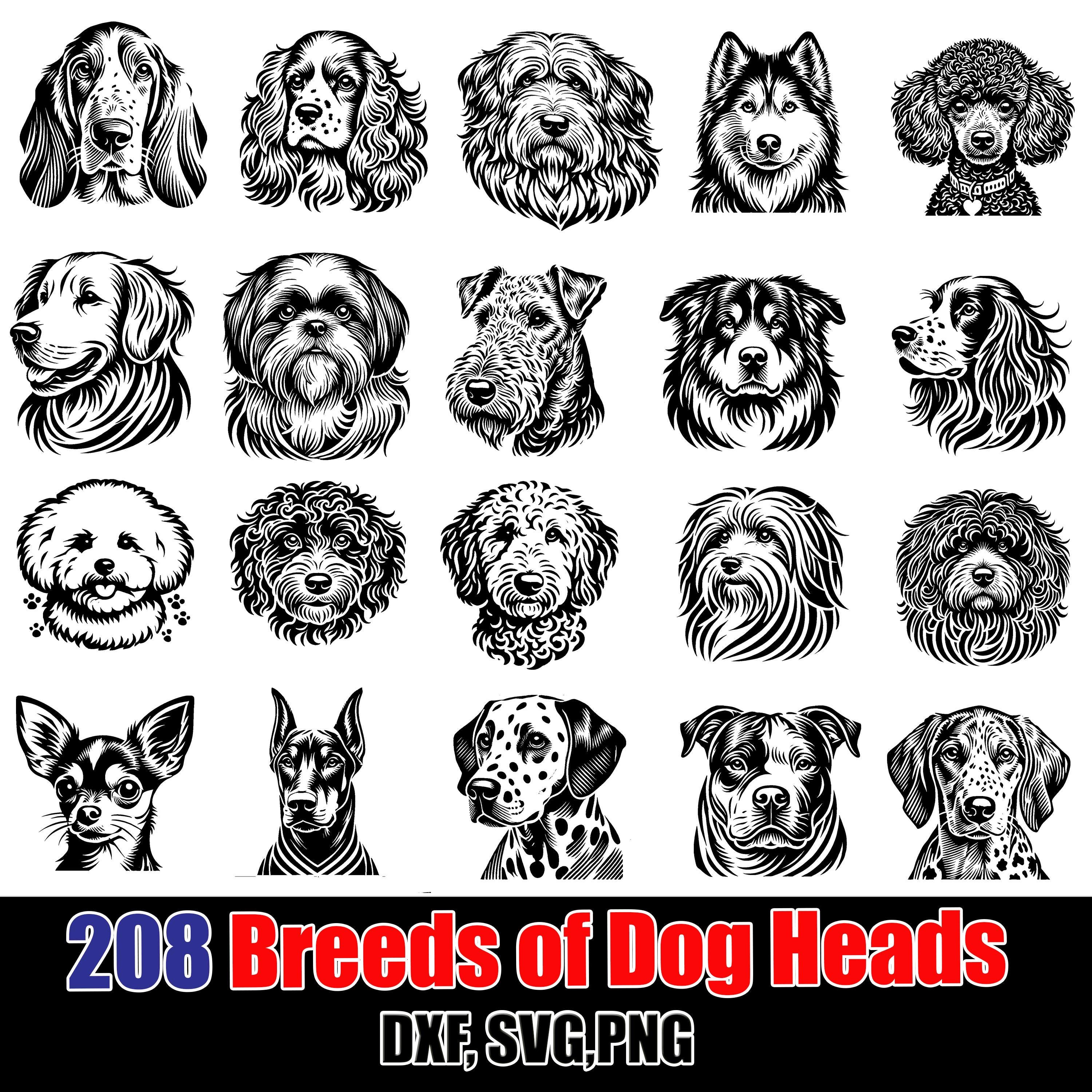 208 Breeds of Dog Heads Svg Dxf Png Instant Downloads - Etsy