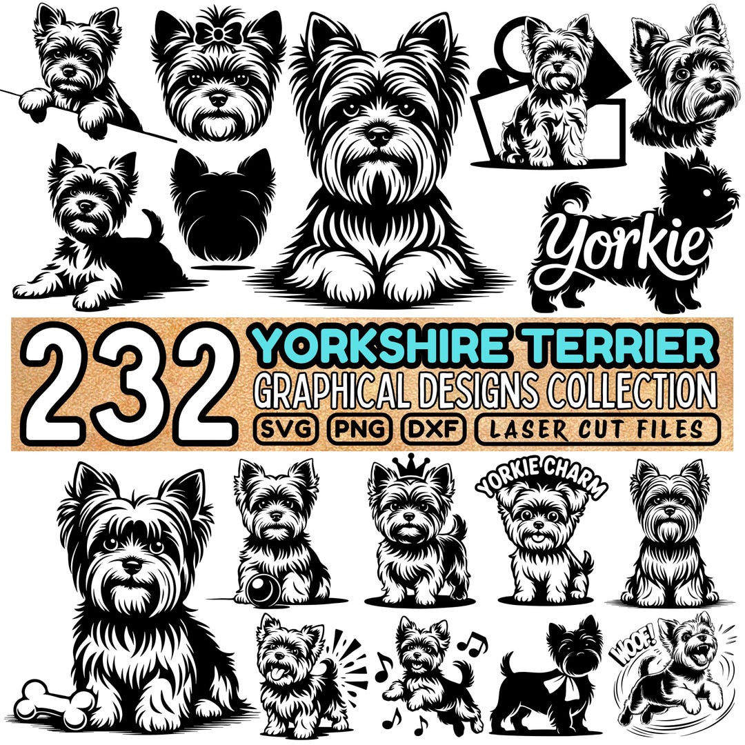 Yorkie Laser Cut SVG | Yorkshire Terrier Files for Glowforge, Lightburn ...