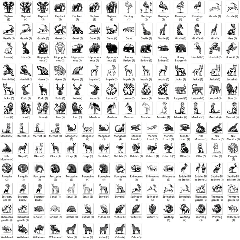 Safari Animals Laser Engraving SVG Bundle | African Wildlife Silhouette ...