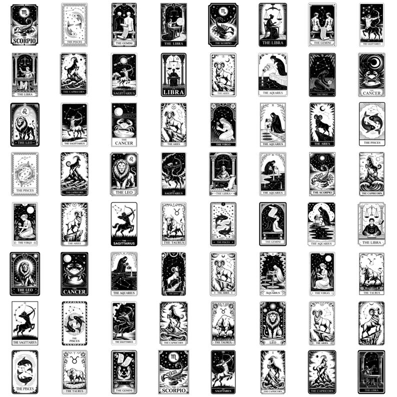 Zodiac Tarot SVG Bundle | Astrology Tarot Card Designs | Celestial ...
