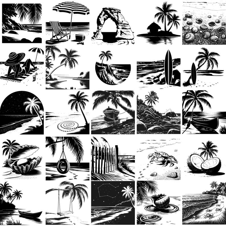 156 Beach Scenes Unique Graphic Designs Cricut Bundle, Vector Graphics ...