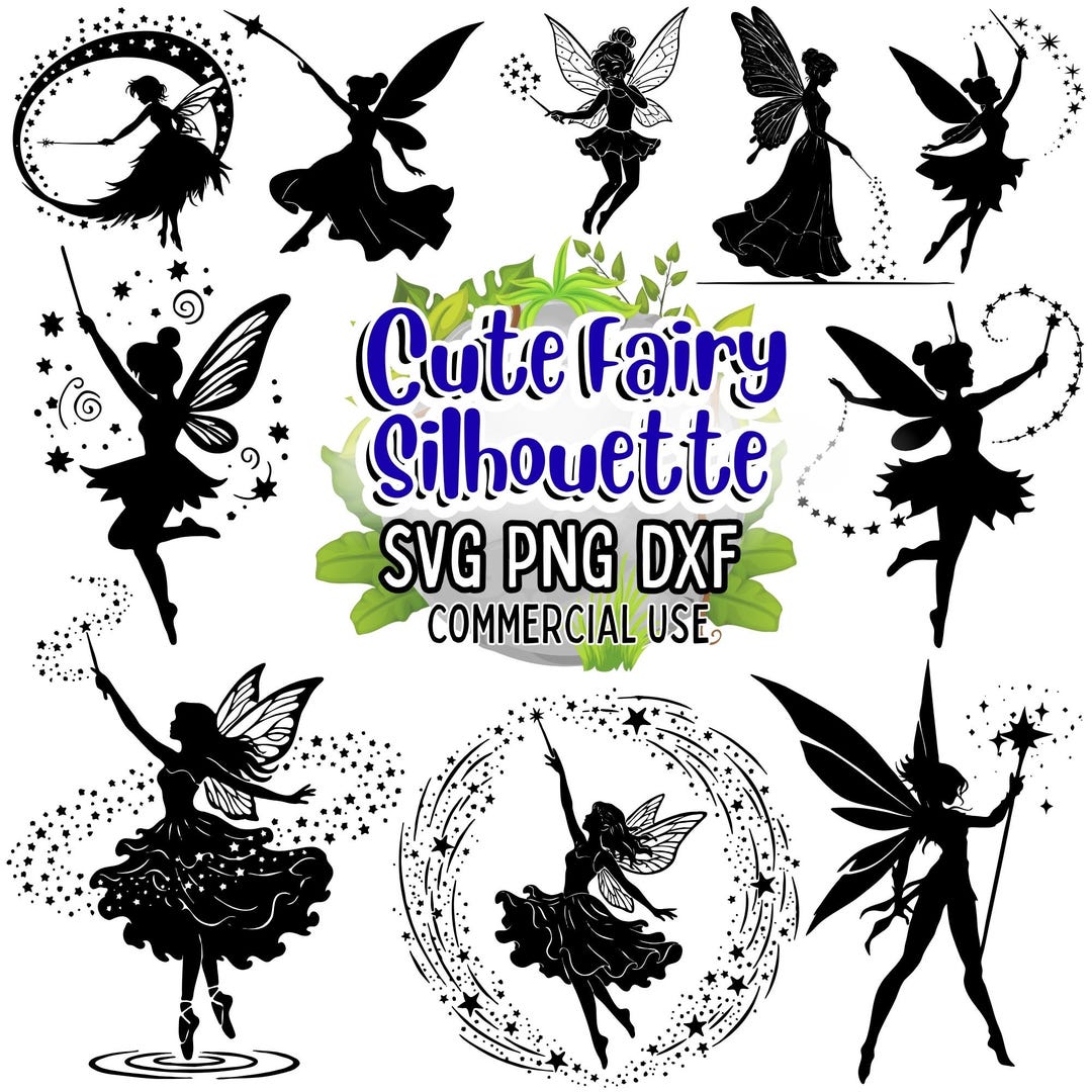 Fairy Silhouette SVG Bundle | Magical Fairy Clipart | Fantasy Fairy Cut ...