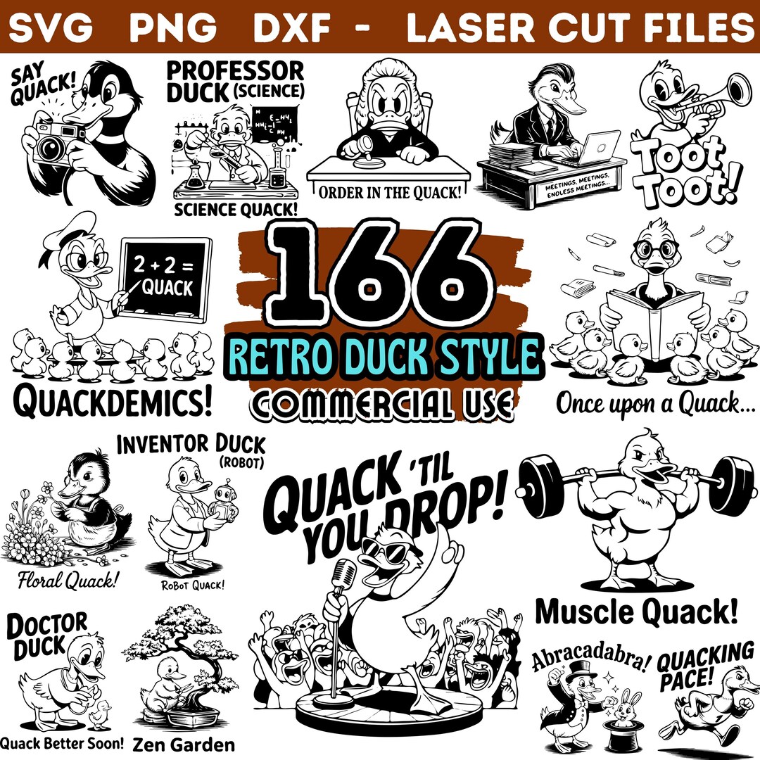 166 Retro Cartoon Duck SVG Bundle | Vintage Duck Clipart for Cricut ...