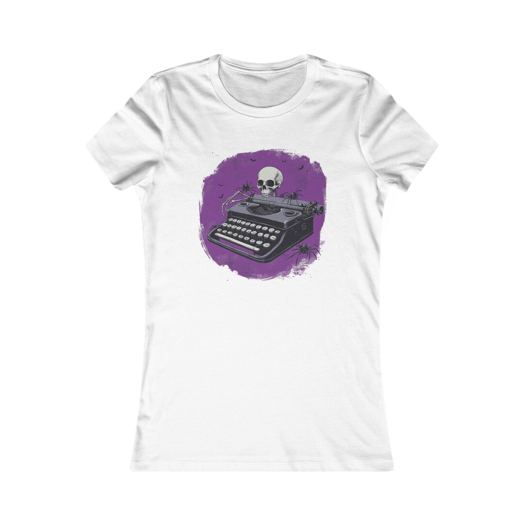 Spooky Writer: Skeleton at the Typewriter Women's Shirt - Etsy
