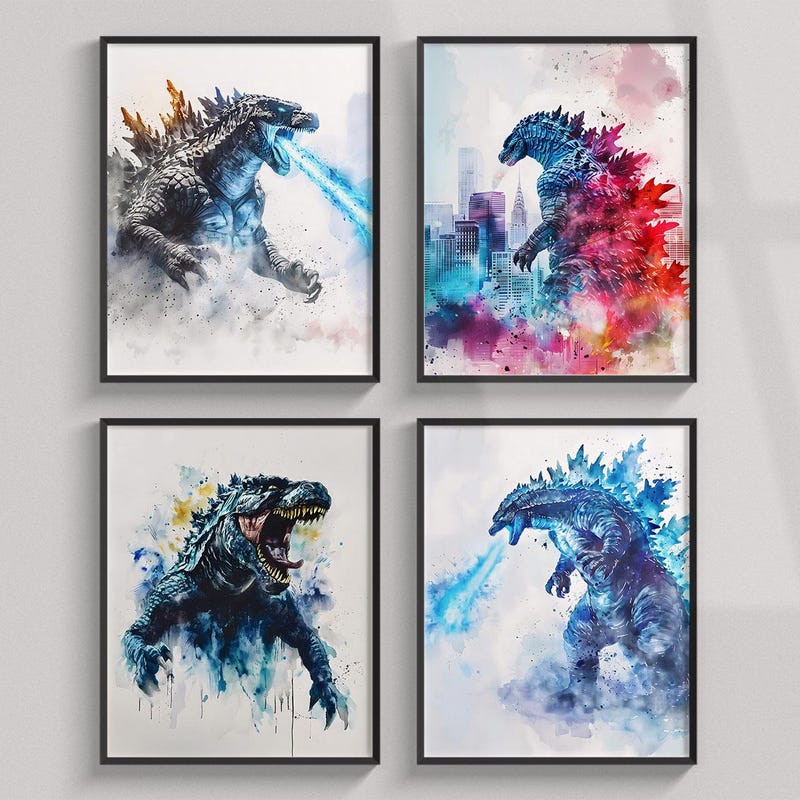 Godzilla Wall Art - Etsy