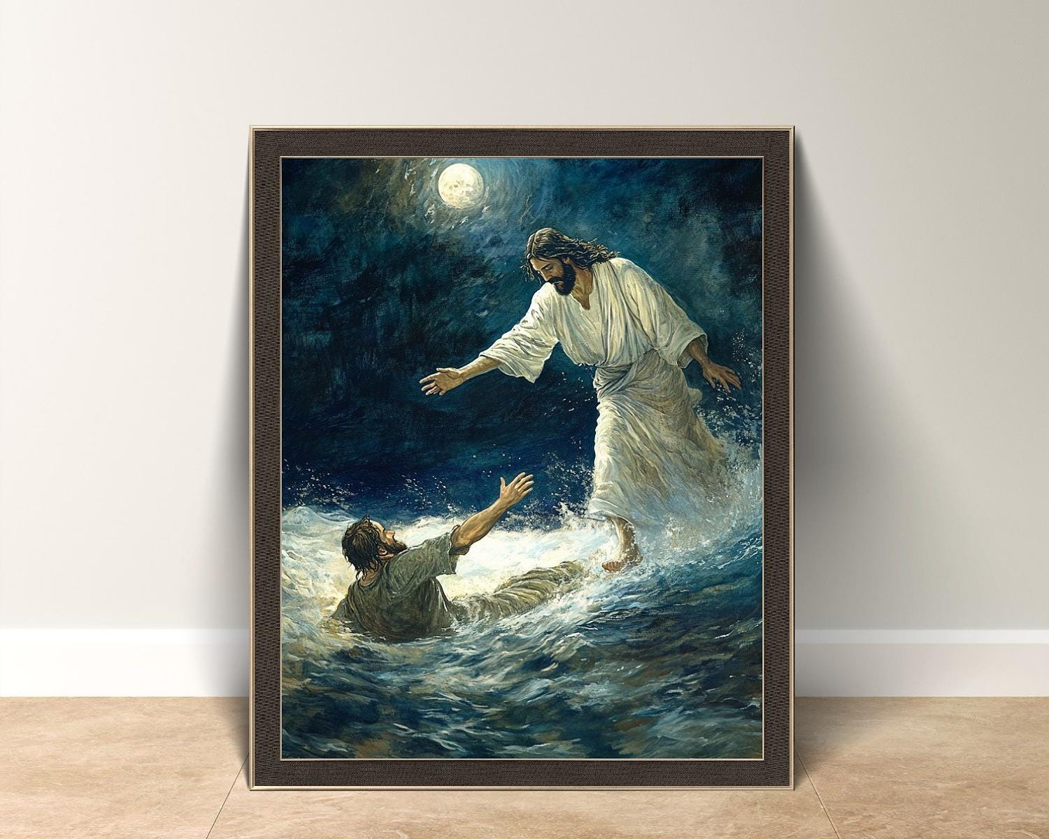 Jesus Saving Peter, Jesus Walking on Water, Jesus Print, Christian Art ...
