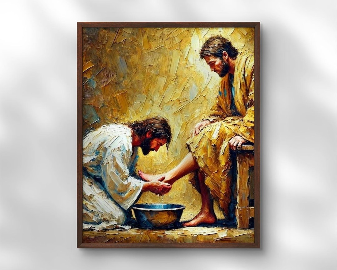 Jesus Washing Disciples Feet Print: Christian Biblical Wall Art ...