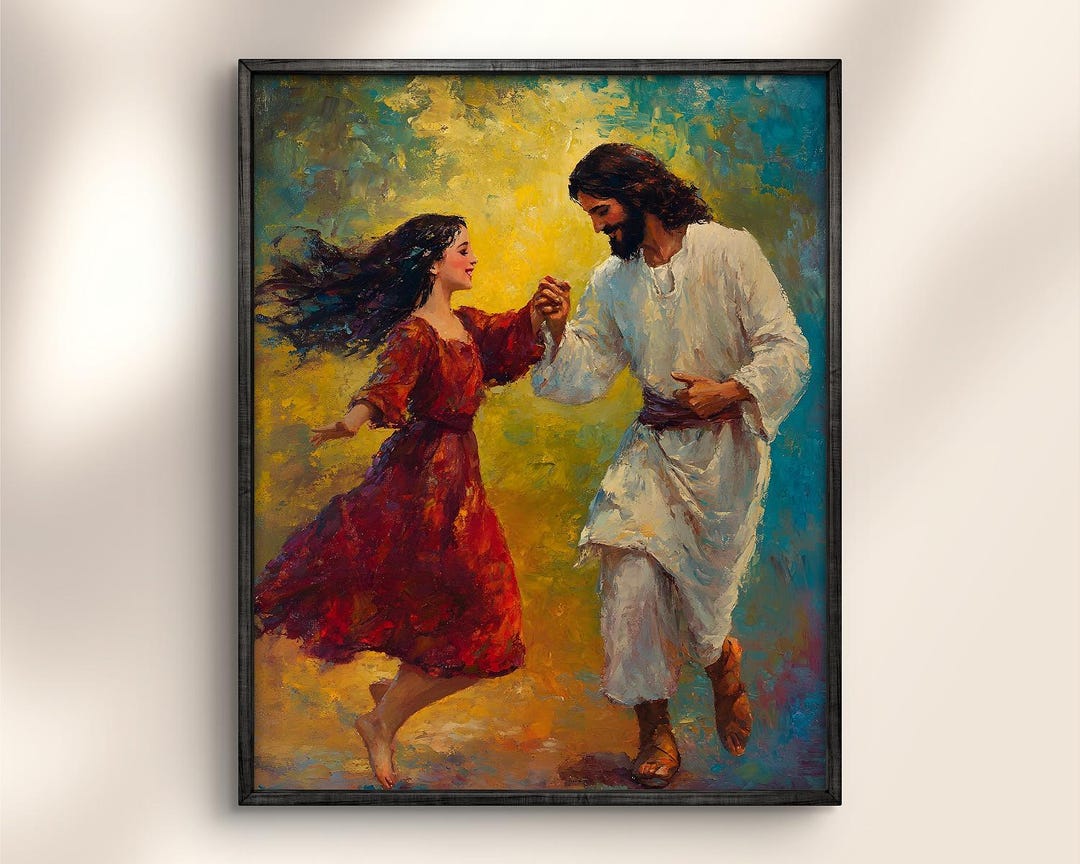 Jesus and Girl Dancing, A Dance of Grace Painting, Christian Art, Jesus ...