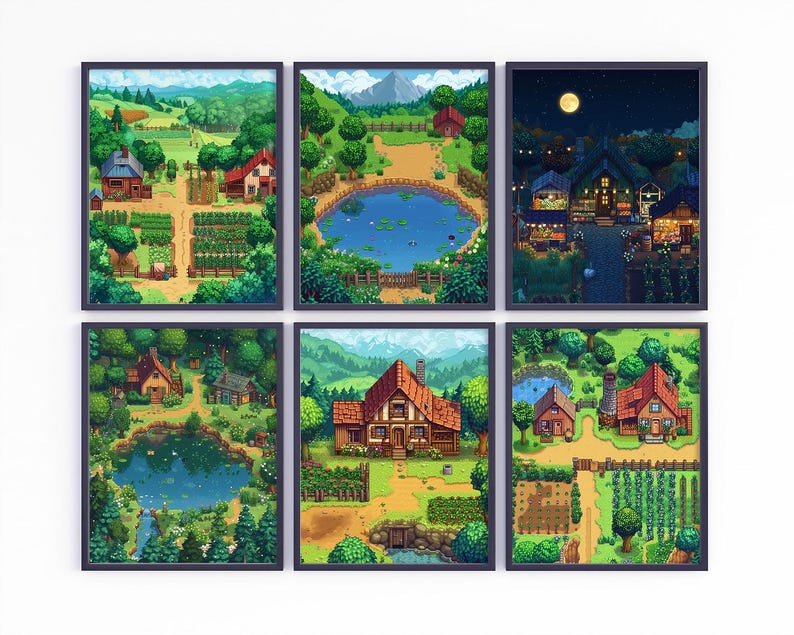 Set of 4 Stardew Valley Prints, Watercolor Video Game Posters Printable ...