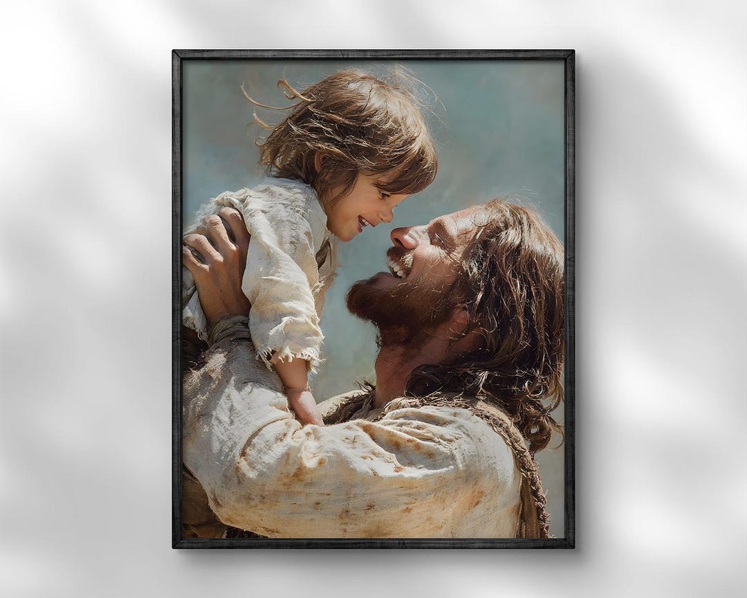 Joyful Smiling Jesus and Little Boy Print: Christian Nursery Art ...