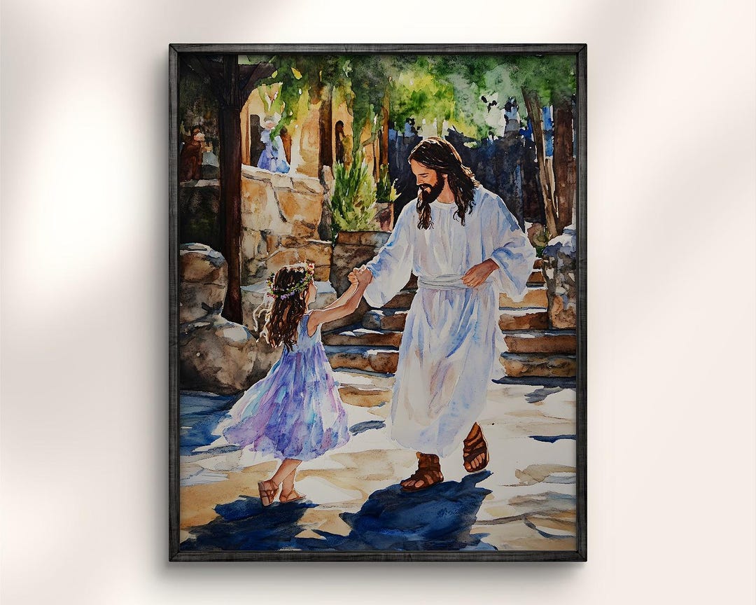 Jesus and Girl Dancing Painting, Jesus Christ With Girl Print, Jesus ...