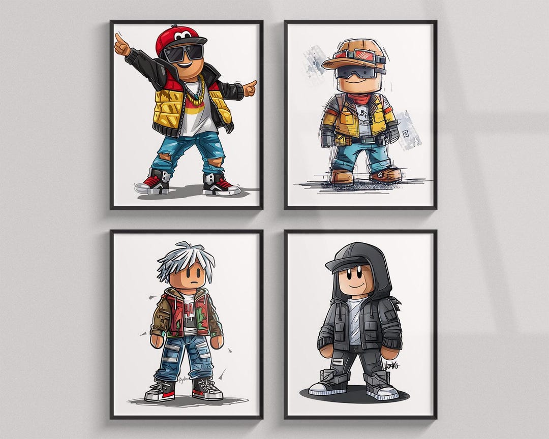 Roblox Poster Printable, Set of Characters Video Game Image, Roblox Art ...