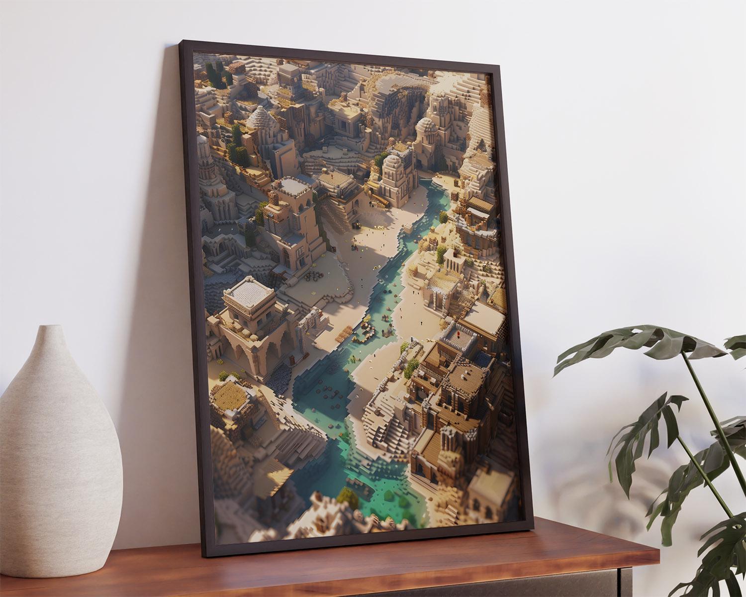 Map Minecraft Art Print, Set of 4 Video Game Posters Printable, Digital ...