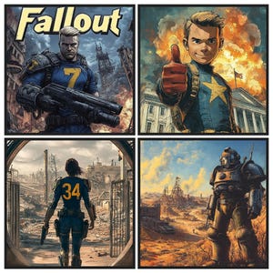Fallout Art Print, Fallout Clipart, Set of Post-apocalyptic Retro Sci ...