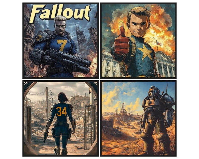 Fallout Art Print, Fallout Clipart, Set of Post-apocalyptic Retro Sci ...