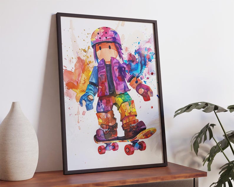 Roblox Prints, Set of 4 Video Game Watercolor Posters Printable, Kids ...