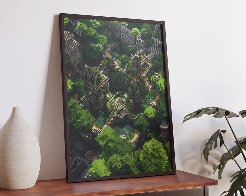 Map Minecraft Art Print, Set of 4 Video Game Posters Printable, Digital ...