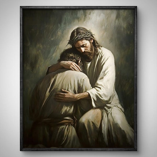 Jesus Hugging Man - Etsy