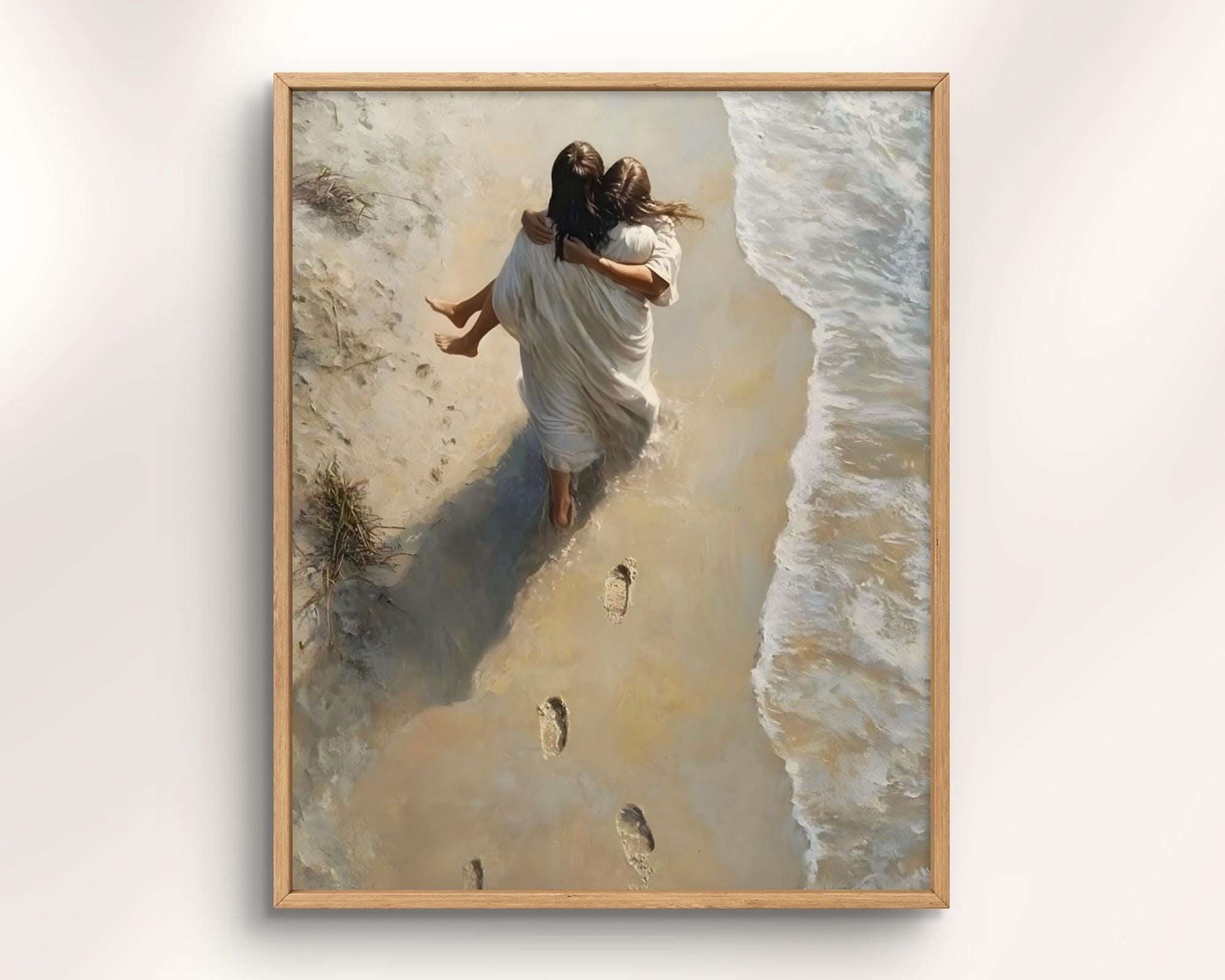 Christian Wall Art Print, Jesus Saved the Girl, Jesus Christ Carrying a ...