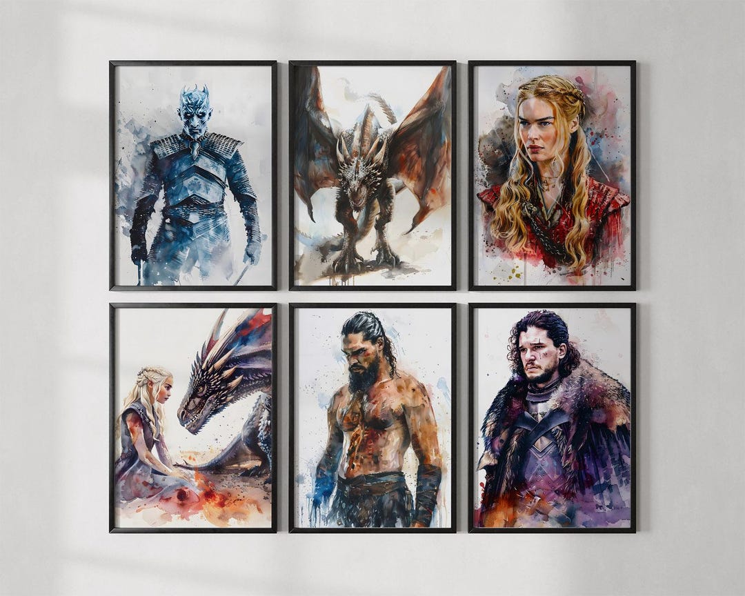 Set of 6 Game of Thrones Watercolor Posters Printable, Fantasy Series ...