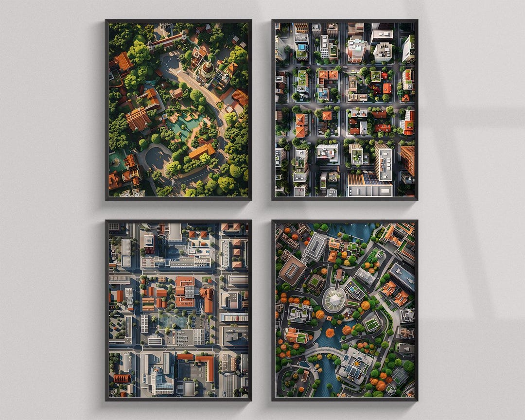 Map Roblox Art Print, Set of 4 Video Game Canvases, World Roblox Poster ...
