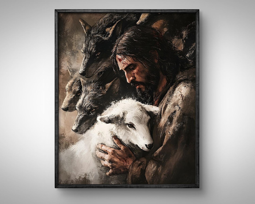 Jesus Saves the Lamb From Wolves, Protection Jesus, Christian Painting ...