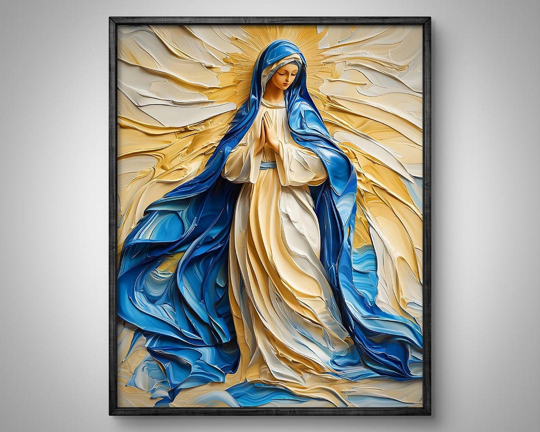 Virgin Mary Art Painting Mother Of Jesus Christ Watercolor Christian