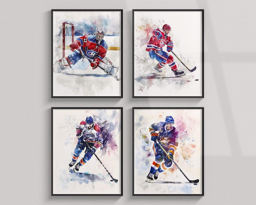 Hockey Poster Printable, Set of 4 Watercolor NHL Posters, NHL Print ...