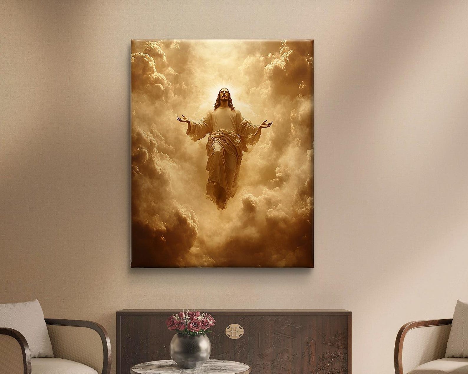 Resurrection of Jesus Christ Art, Jesus Ascends Heaven, Biblical Scenes ...