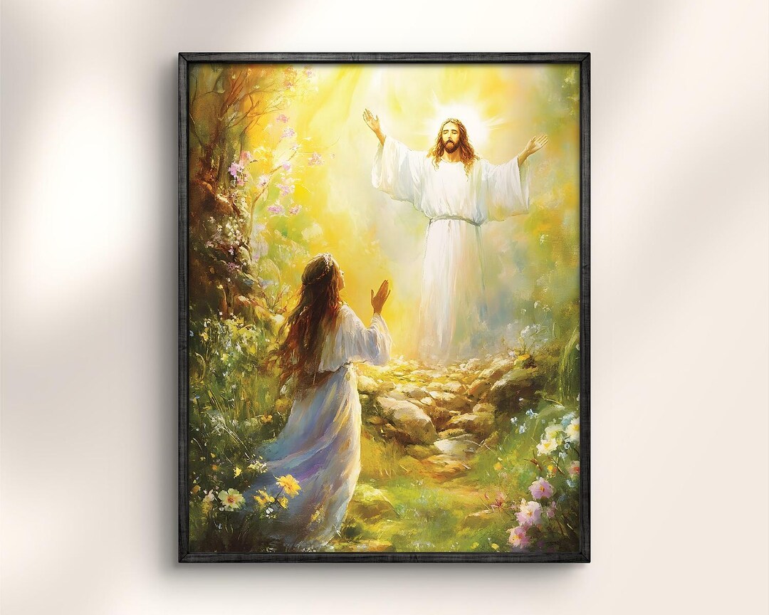 The Resurrection of Jesus Wall Art, He is Risen, Jesus Christ and Woman ...