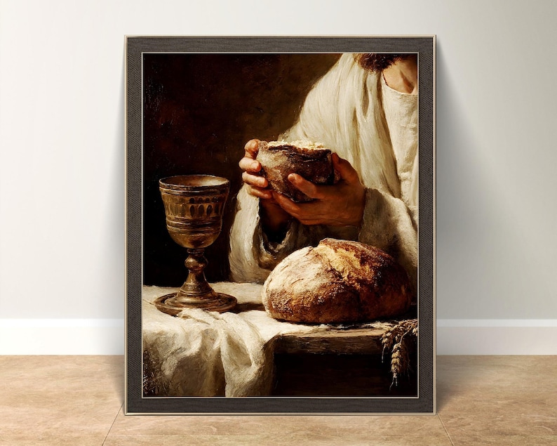Jesus Breaking Bread Print: Classic Eucharist Art, Catholic Wall Art - Etsy