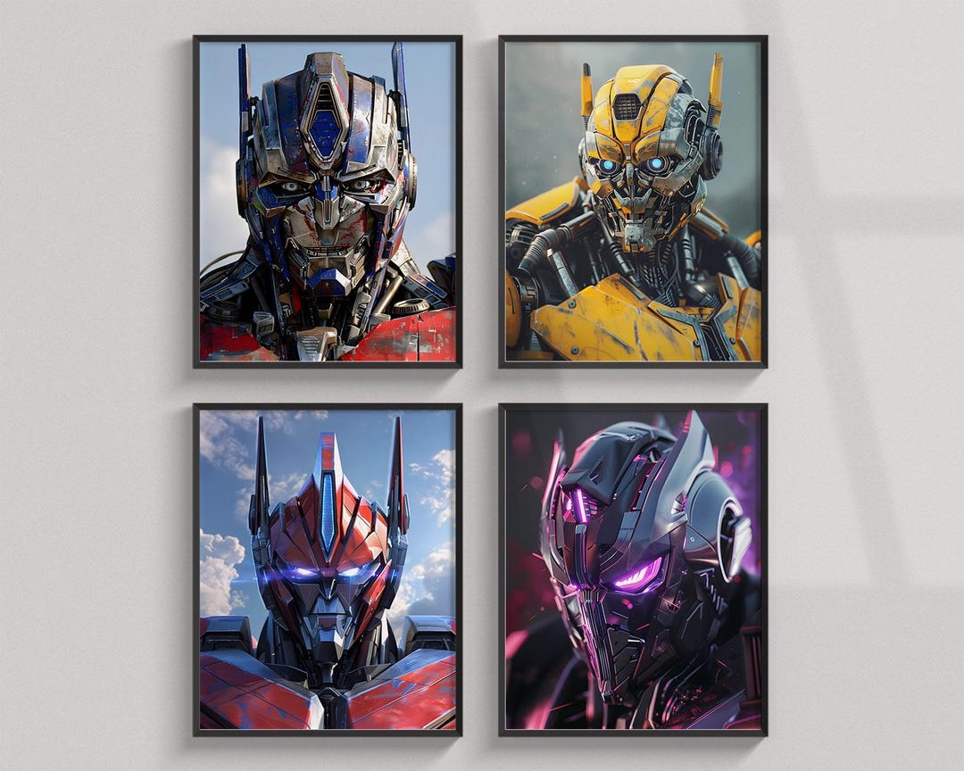 Transformers Print, Optimus Prime, Bumblebee, Starscream, Megatron, Set ...