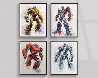 Transformers Poster, Optimus Prime Print, Watercolor Movie Posters ...