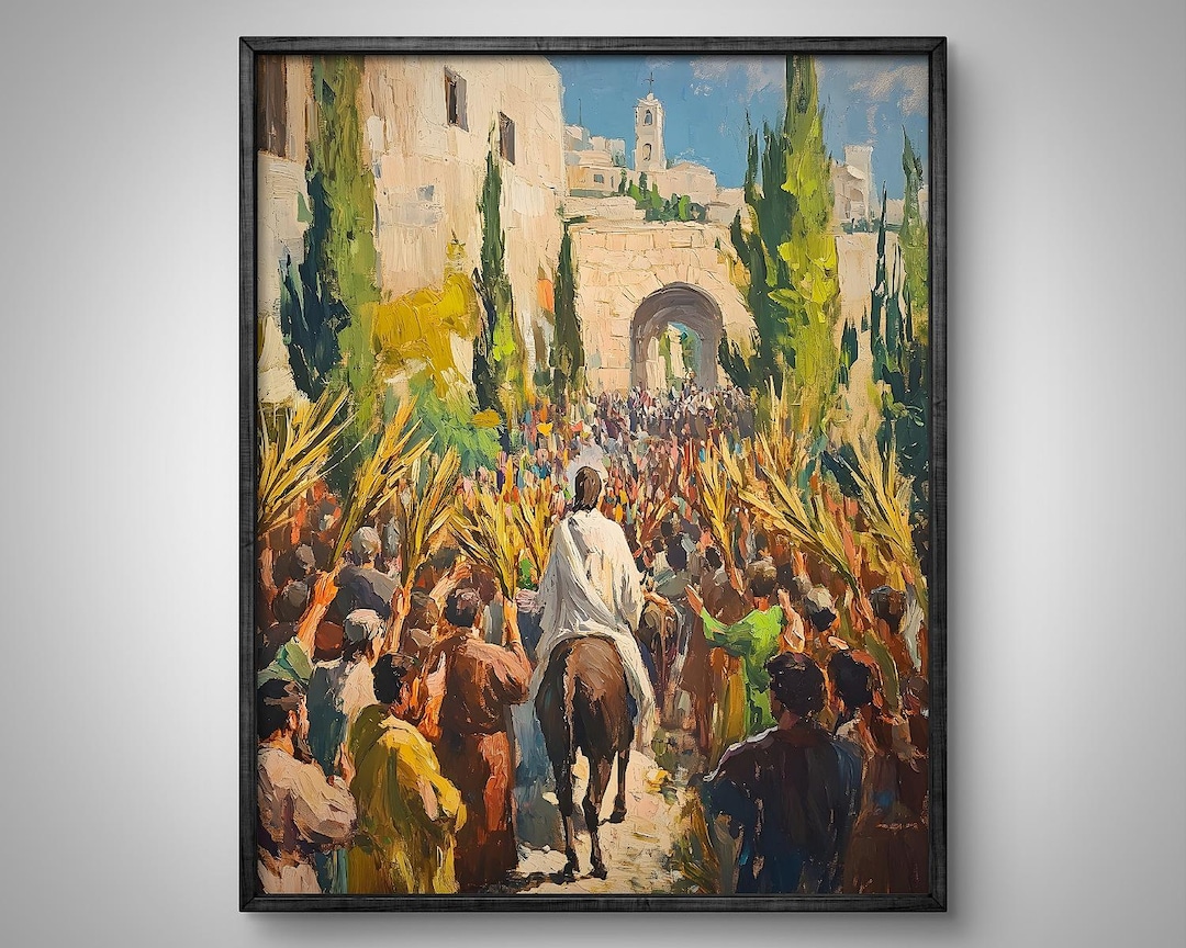 Jesus Enters Jerusalem, Palm Sunday Wall Art, Biblical Scene, Christian ...