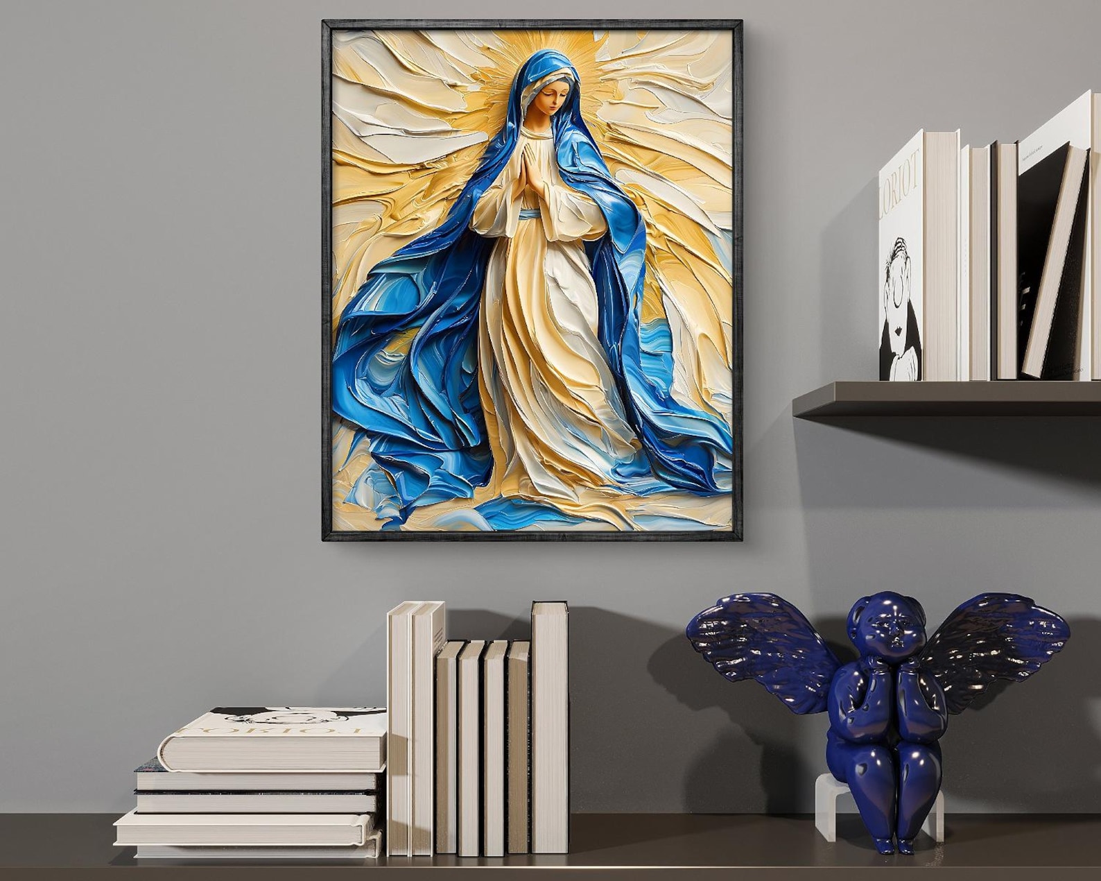 Virgin Mary Art Painting, Mother of Jesus Christ, Watercolor Christian Art, Bible Wall Art ...