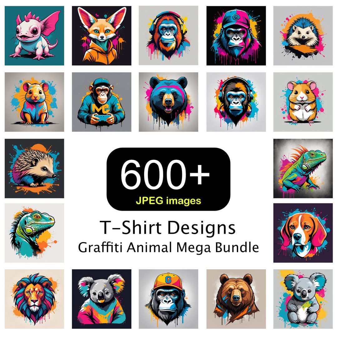 Graffiti Animals T-shirt Designs: Urban Art Graphics (instant Download ...