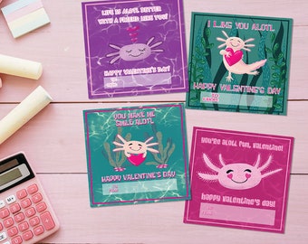 Axolotl Valentine Cards PRINTABLE - Etsy