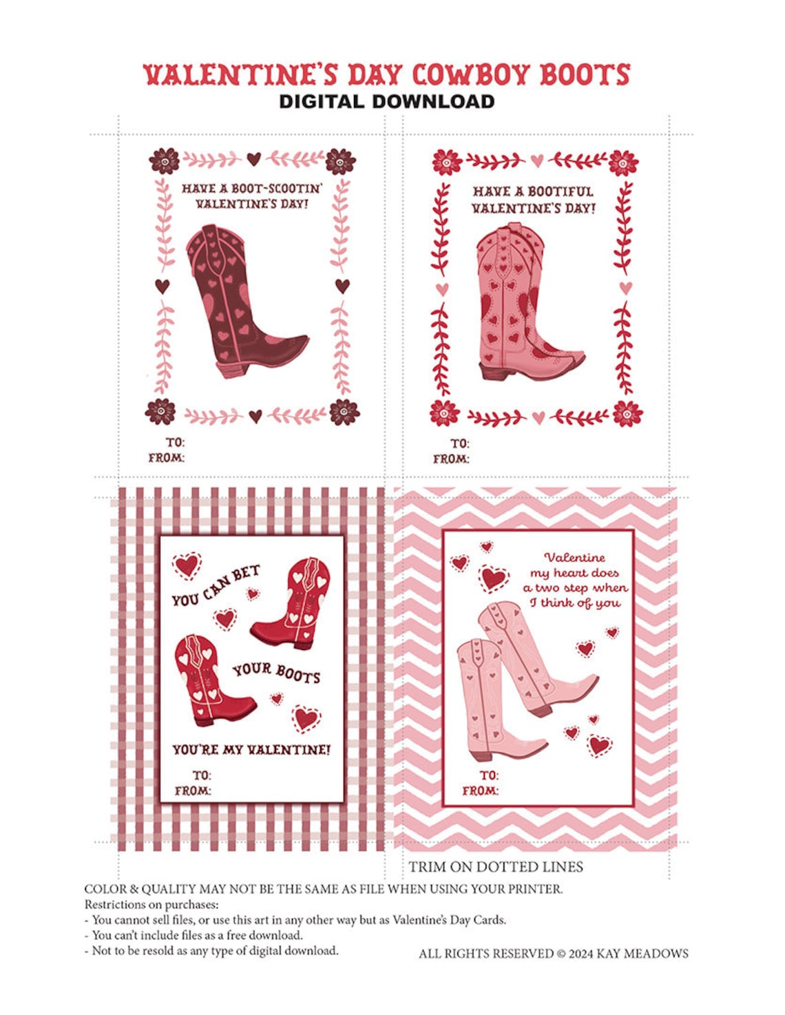 Cowboy Valentine Card, Western Valentines Cards for Kids Classroom ...