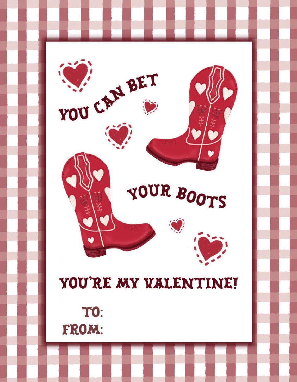 Cowboy Valentine Card, Western Valentines Cards for Kids Classroom ...