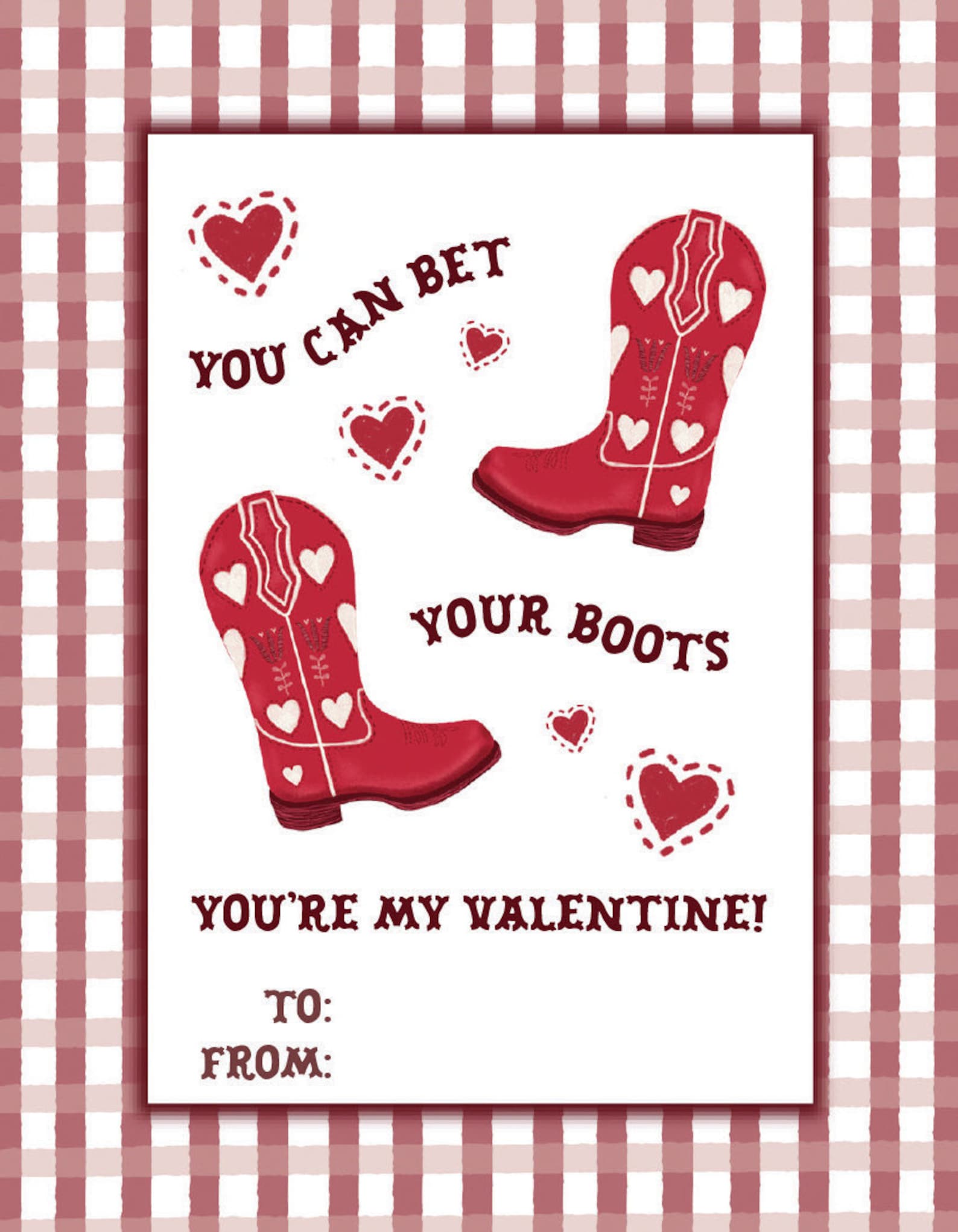 Cowboy Valentine Card, Western Valentines Cards for Kids Classroom ...