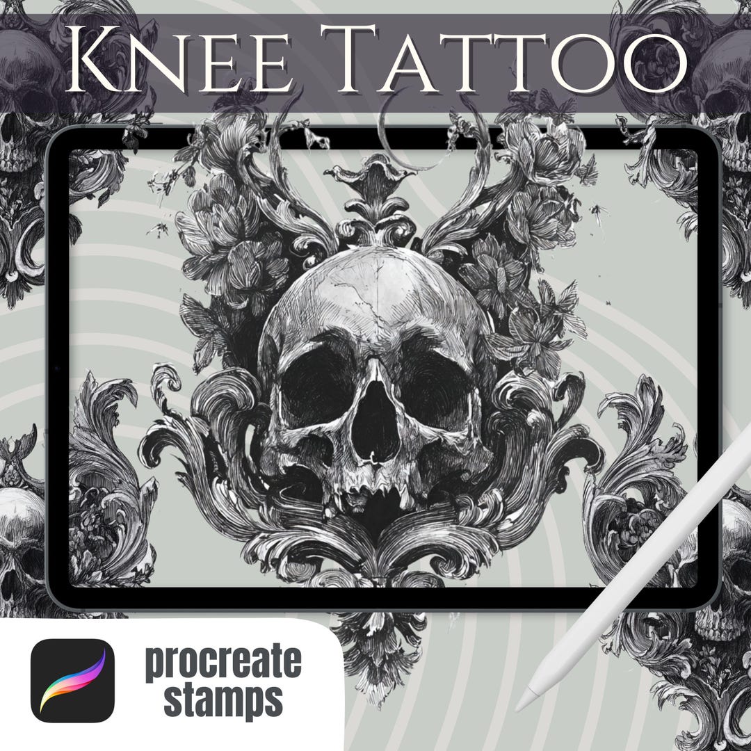 Skull Procreate Stamp Knee Tattoo | Brush Set | 20+ DESIGNS - Etsy