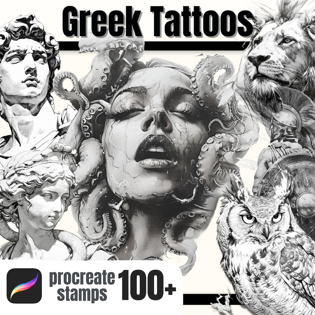 Greek Mythology Stamps Procreate | Tattoo Design | Stamp Brush Pack ...