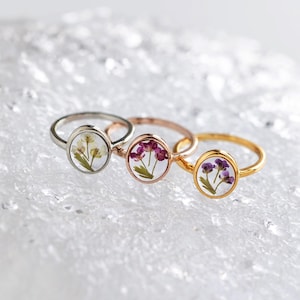 Handmade Pressed Real Flower Ring, Unique Resin Floral Jewelry, Perfect ...